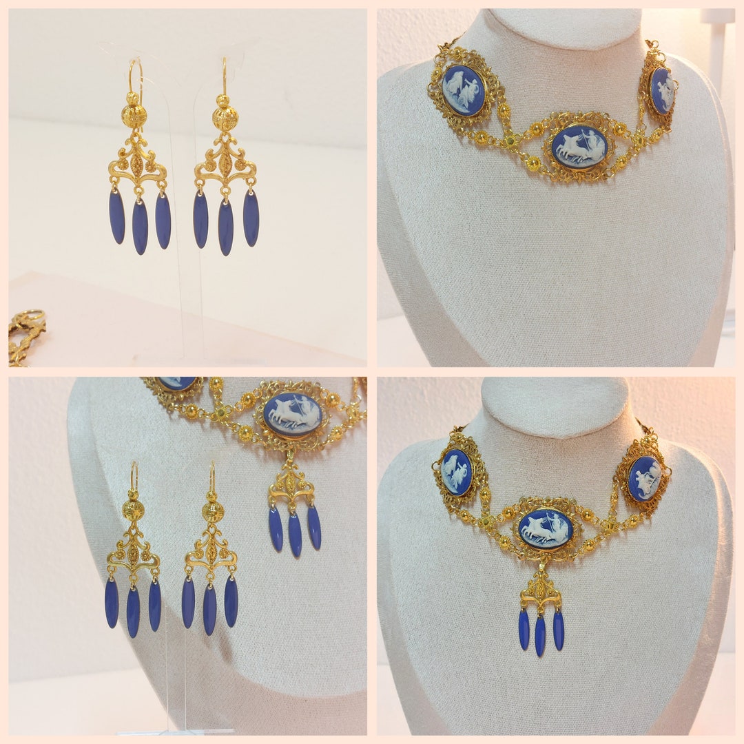 18th Century Cameo Necklace & Earrings Set - Regency Jewelry ...