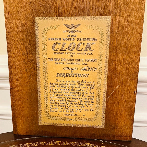 Antique Clock Label - Etsy