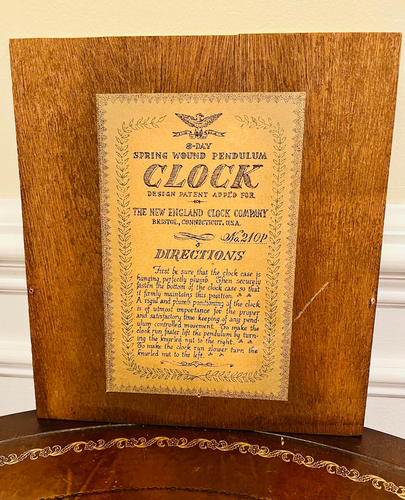 New England Clock Company Antique Label on Clock Back Board - Etsy