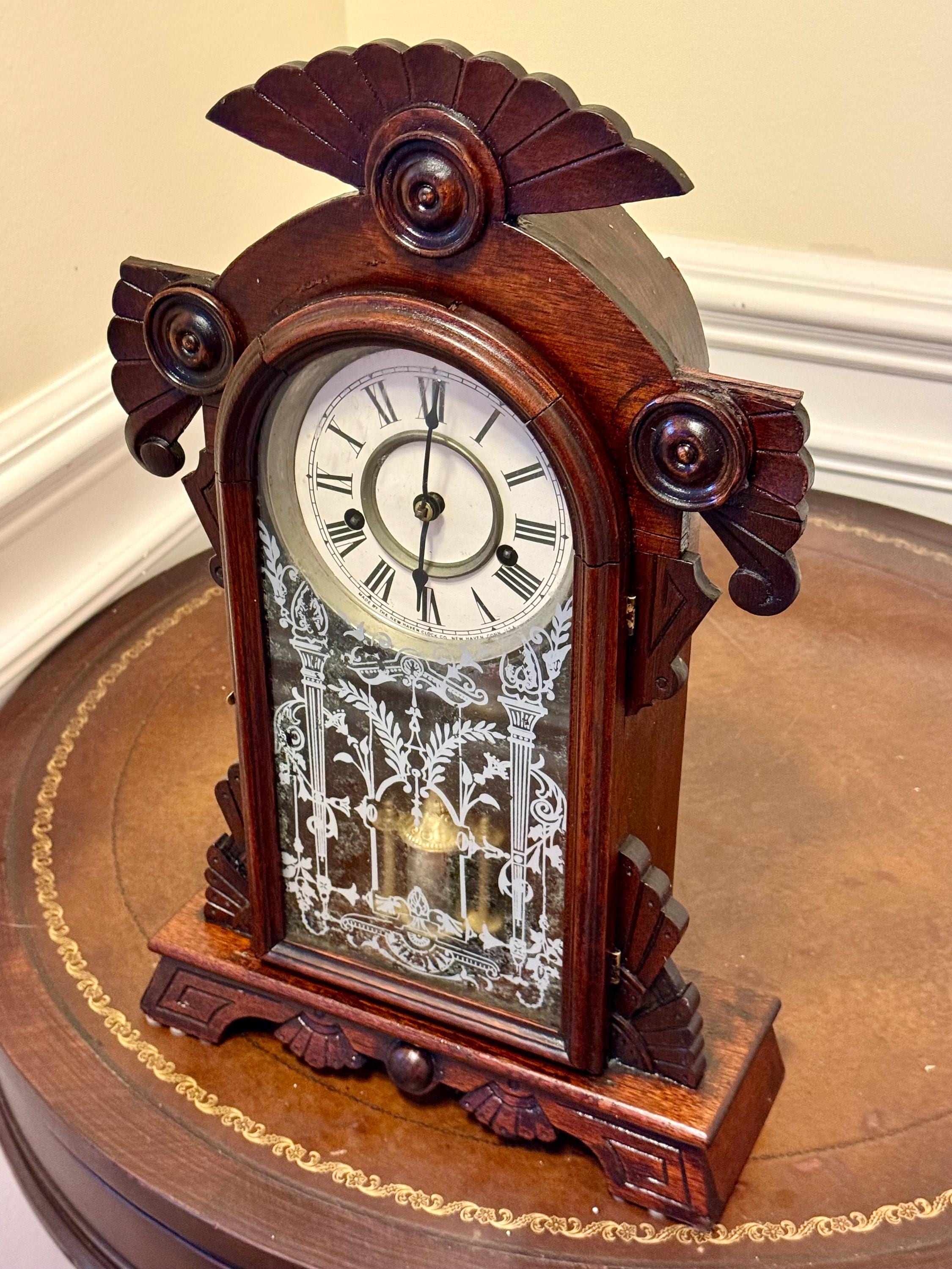 Antique New Haven “kitchen/gingerbread” Shelf Clock — 30-hour, Bell ...