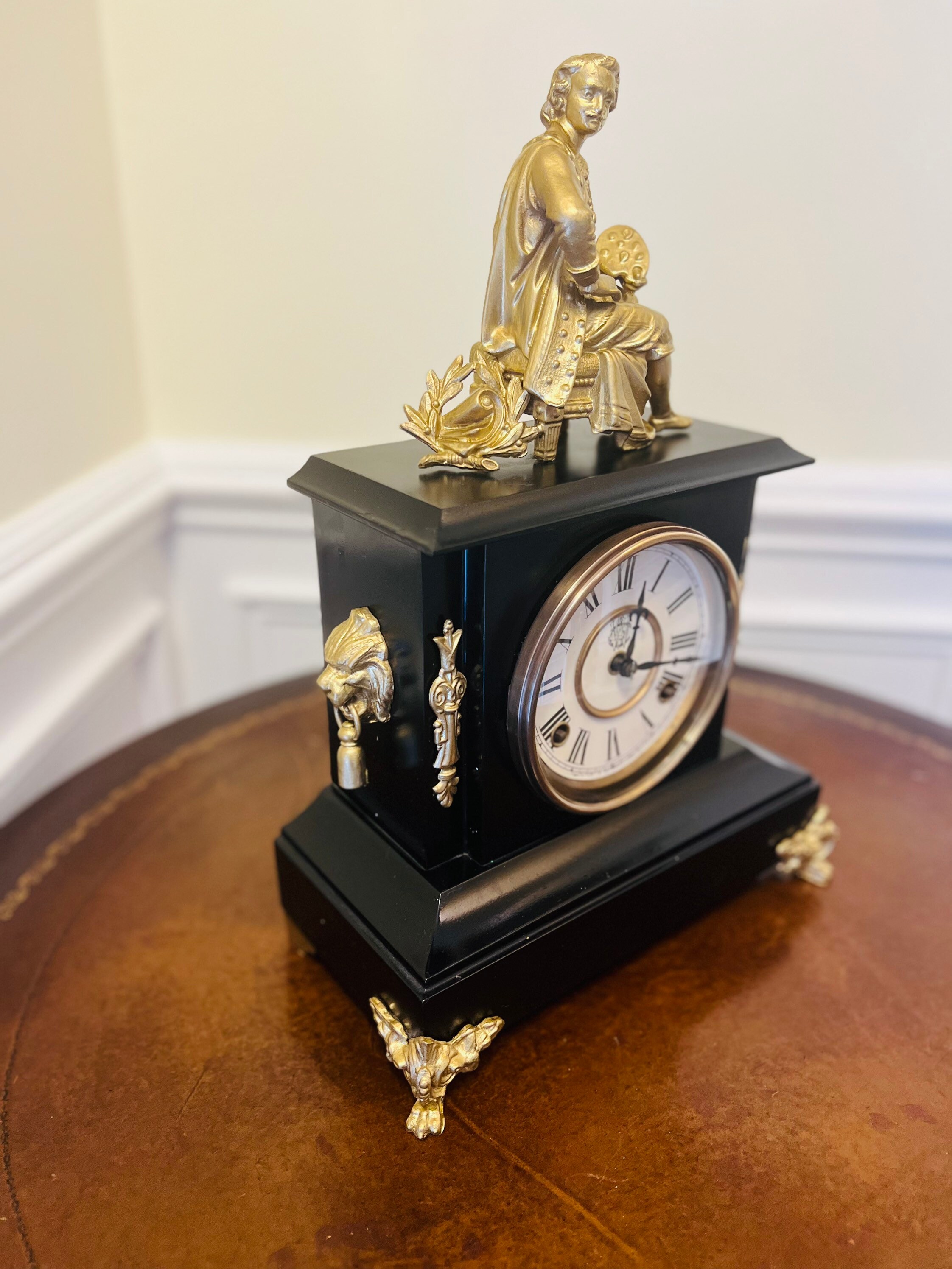 Antique Waterbury Mantle Clock With Painter Figure (1906) - Etsy