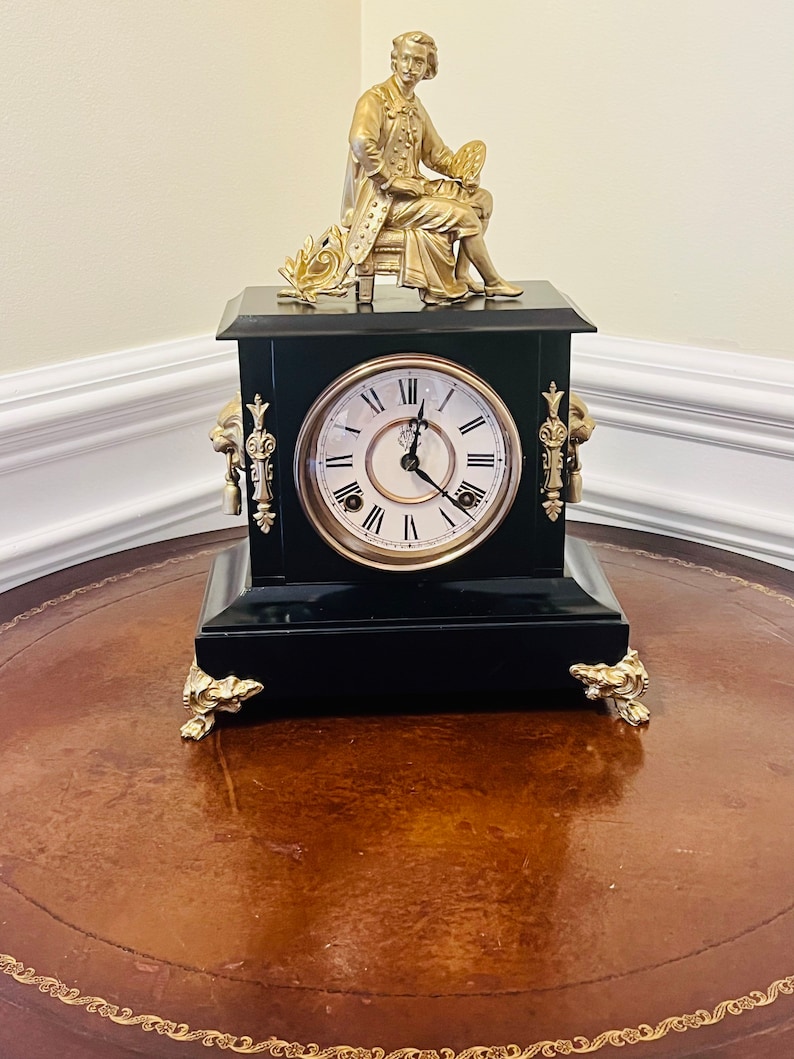 Waterbury Mantle Clock With Painter Figure 1906 - Etsy