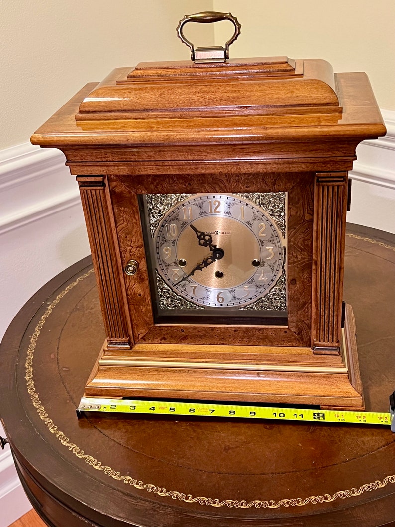 Vintage Howard Miller Thomas Topion Carriage / Mantel Clock blonde Wood ...