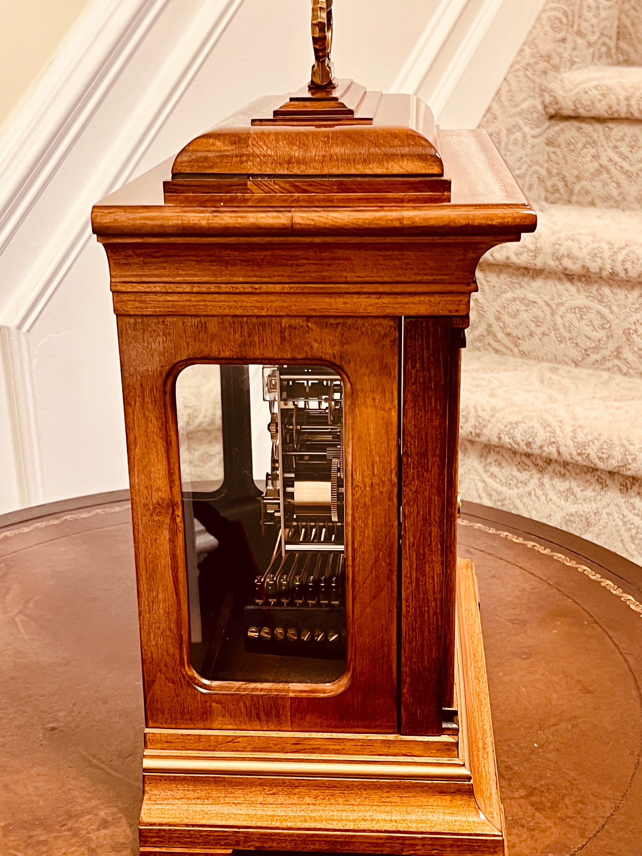 Vintage Howard Miller Thomas Topion Carriage / Mantel Clock blonde Wood ...