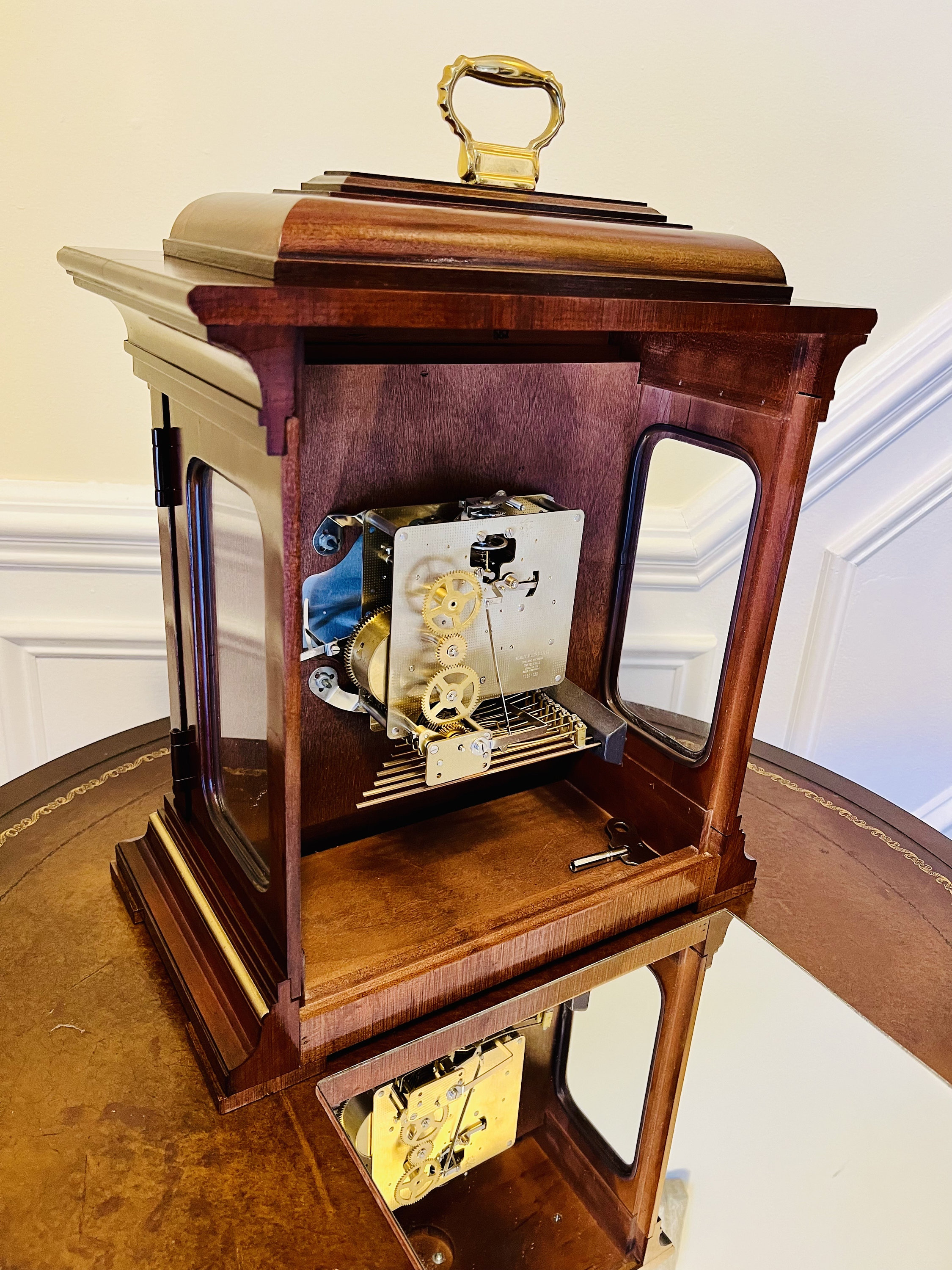 Vintage Howard Miller Thomas Topion Carriage / Mantel Clock mahogany ...