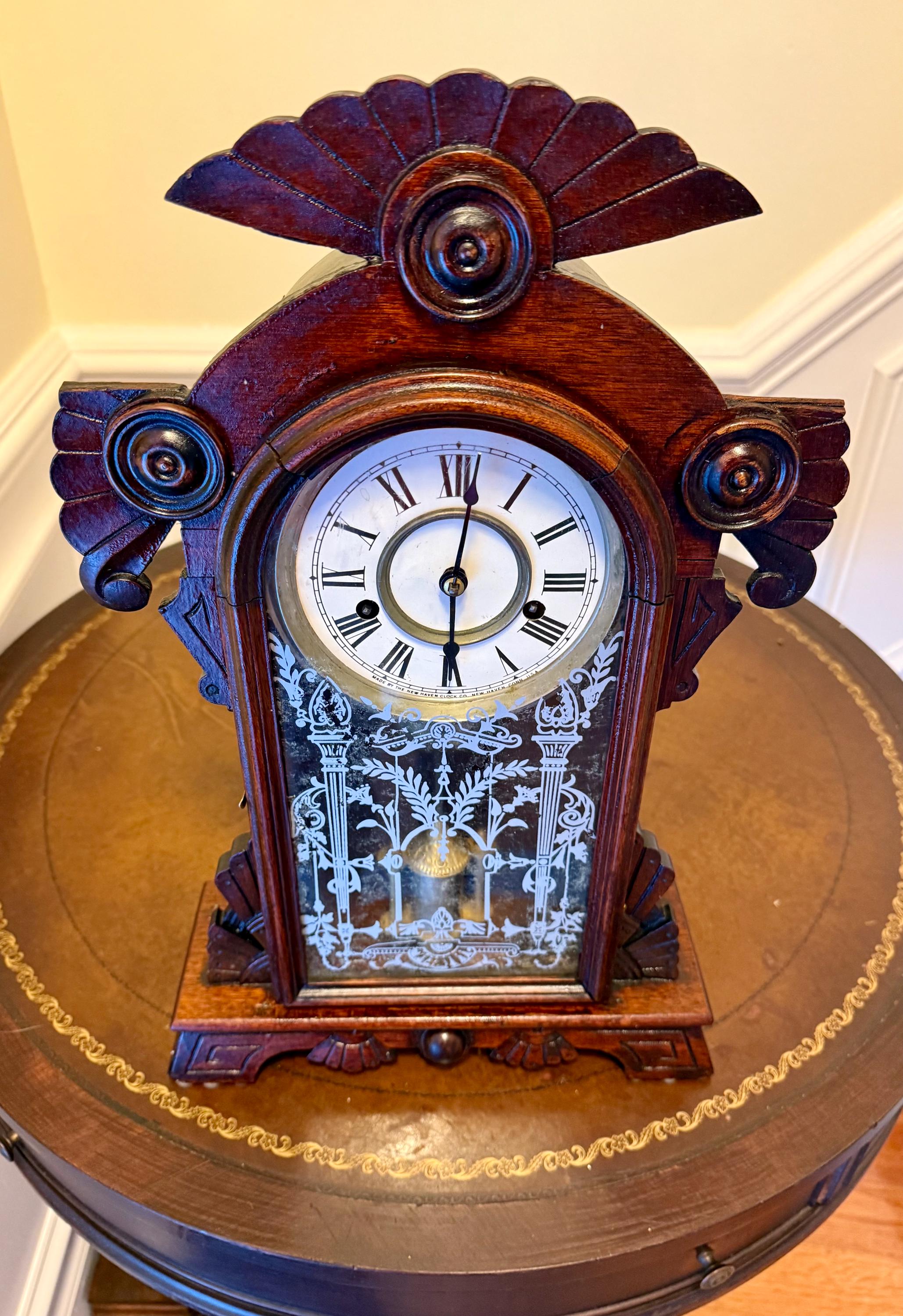 Antique New Haven “kitchen/gingerbread” Shelf Clock — 30-hour, Bell ...