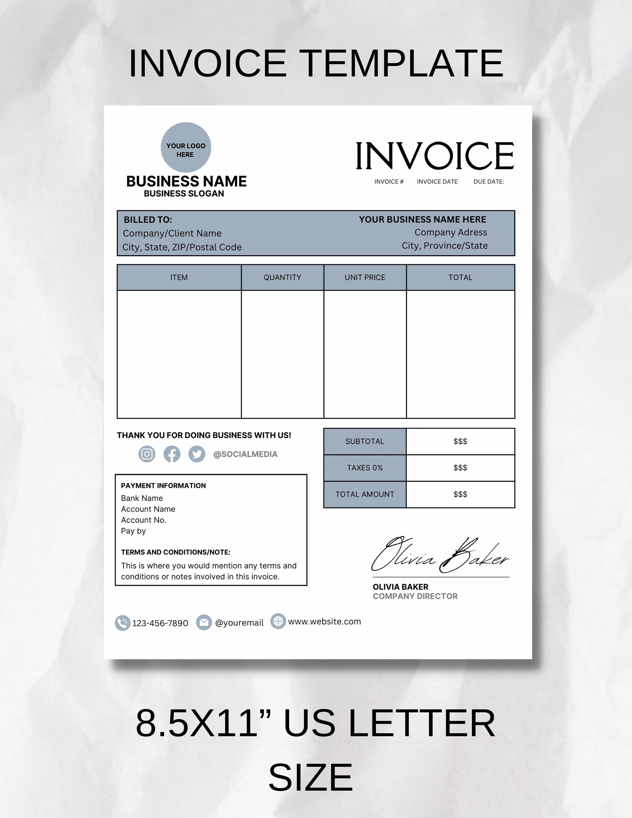 Editable Invoice Template | Custom Order Form, Invoice Form, Invoice ...