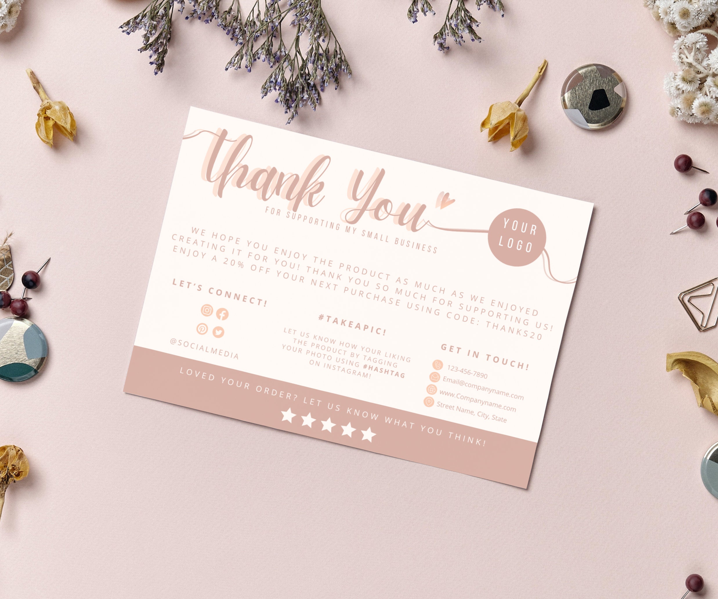 Thank You Card Template Printable Thank You Cards, Custom Package ...