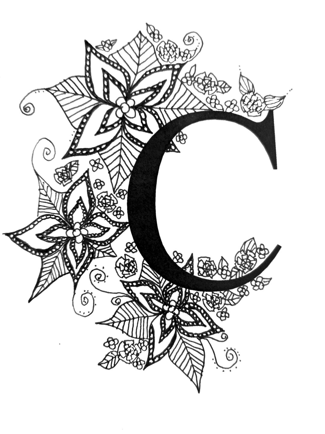 Printable Download, Folded Monogram Card. Letter C - Etsy