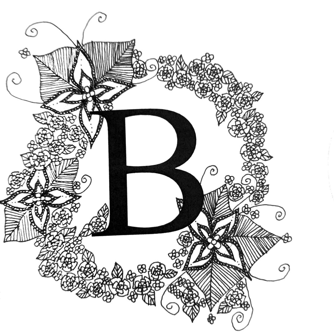 Printable Download, Folded Monogram Card. Letter B - Etsy
