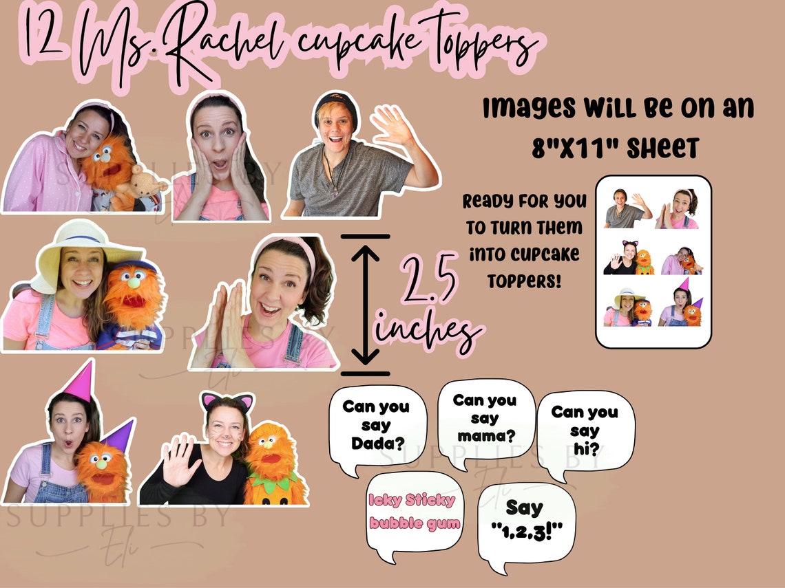 Ms. Rachel Cupcake Toppers, Digital Download, Ms. Rachel PNG, - Etsy