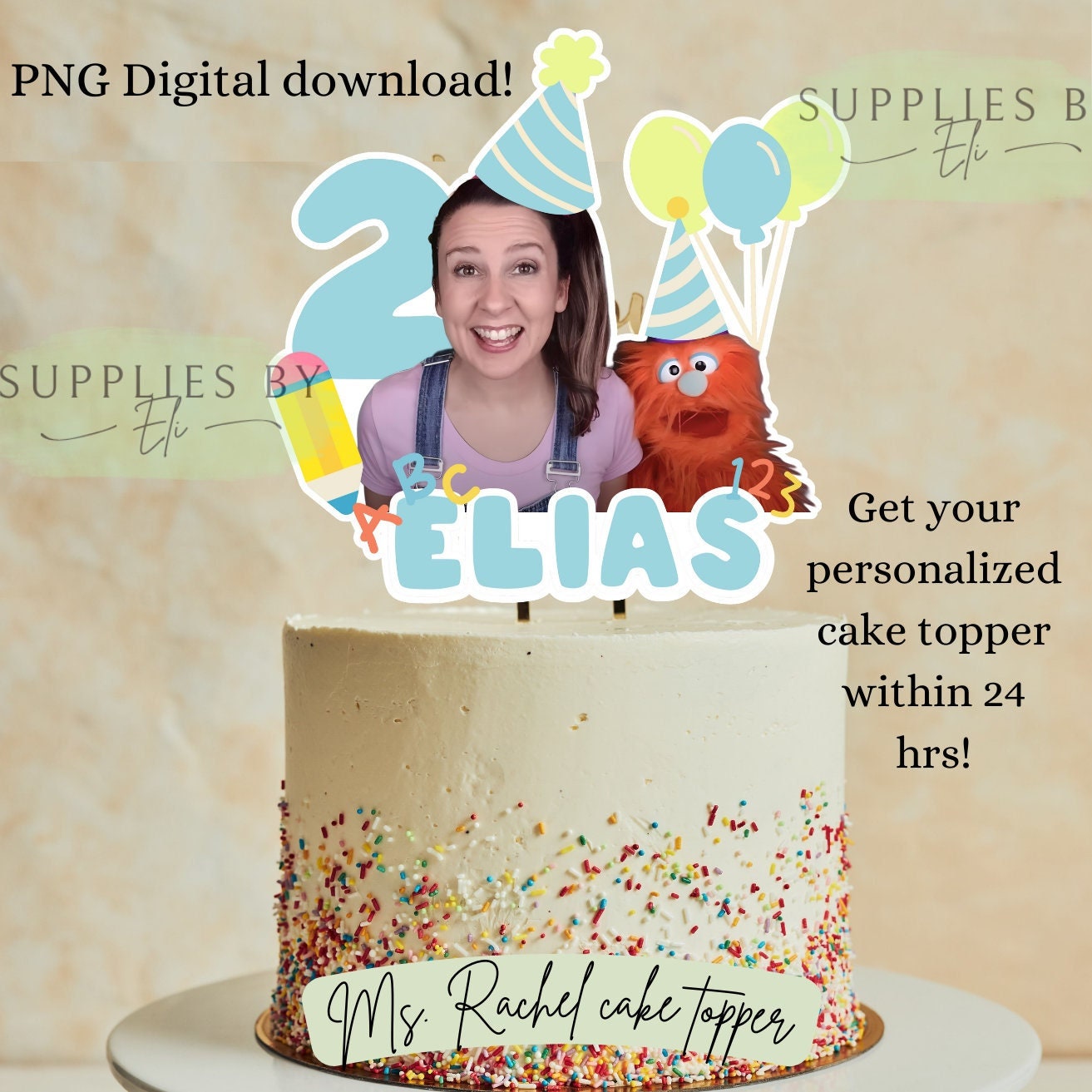 Ms. Rachel Cake Topper Download, Ms. Rachel Birthday, Party Decorations ...