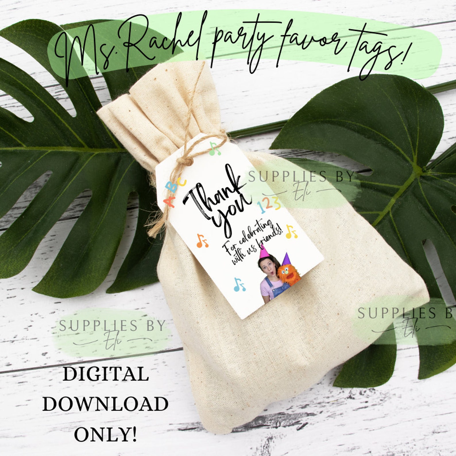 Ms. Rachel Party Favor Tags, Thank You Tags, Ms.rachel PNG, Ms.rachel ...