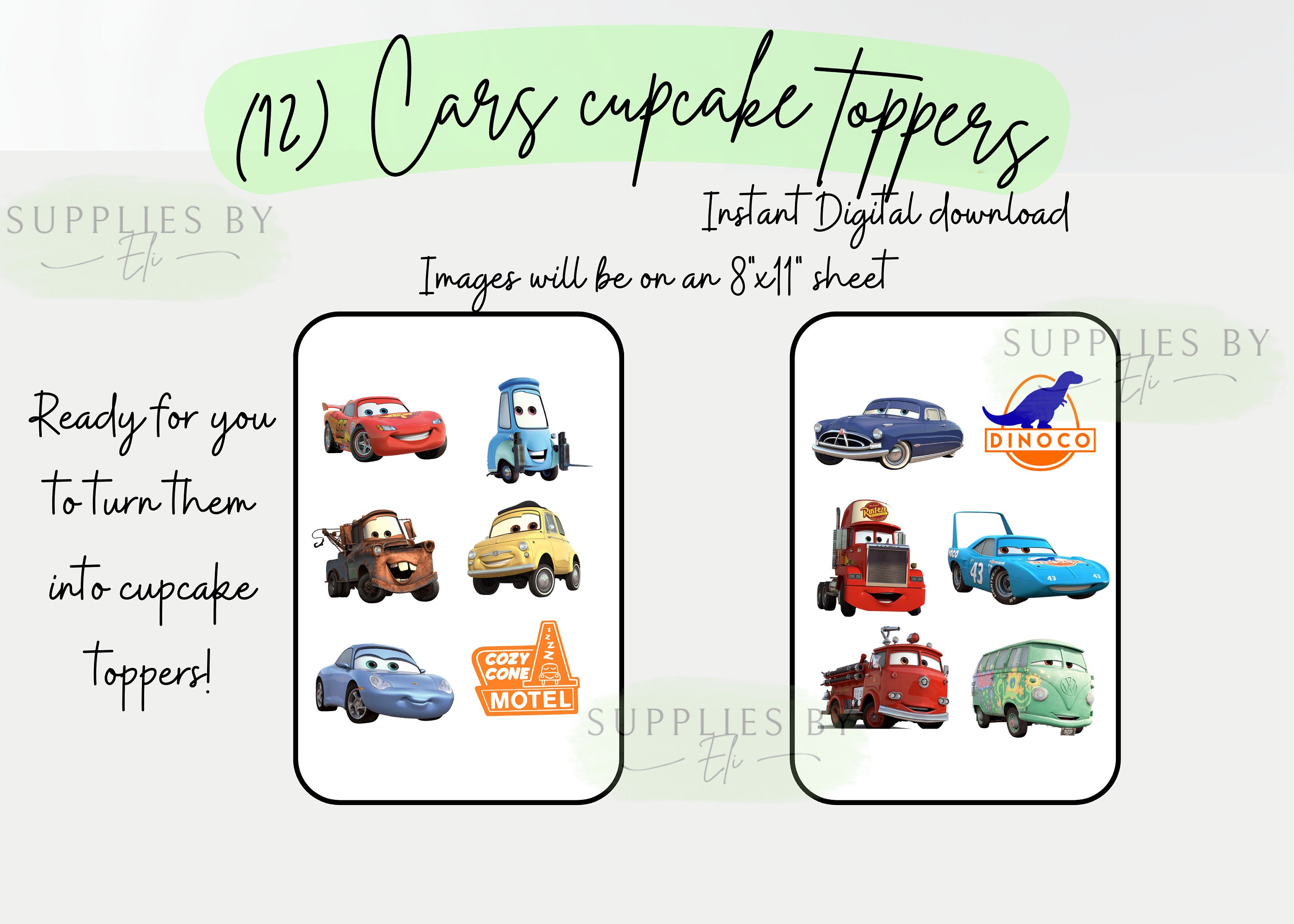 Cars Cupcake Toppers, Cars Digital Download, Cars Birthday Banner, Cars ...