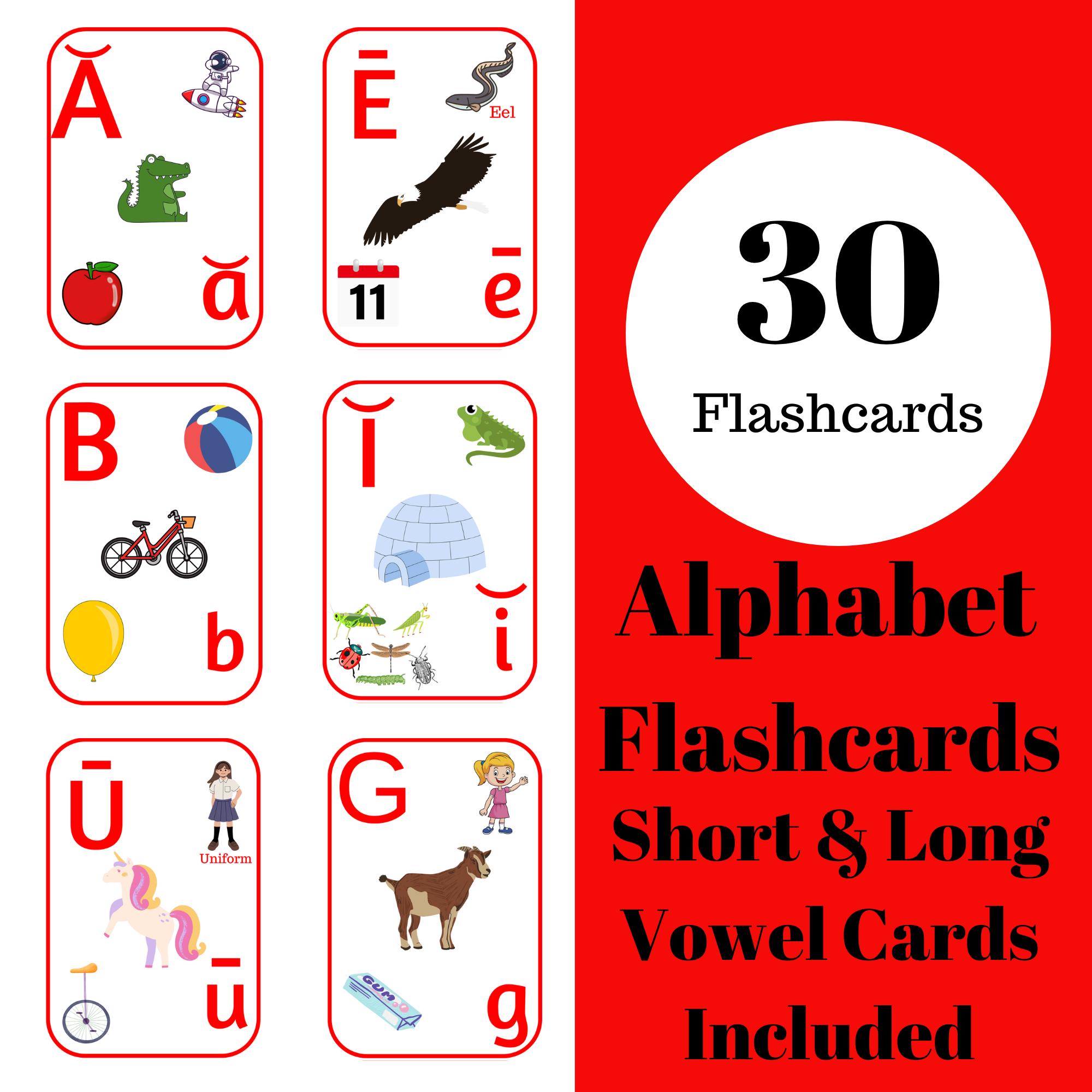 Alphabet Flashcards | Short and Long Vowels Flash Cards - Etsy Canada