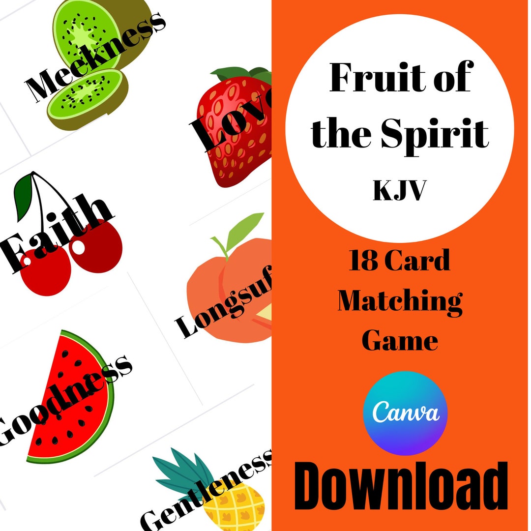 Fruit of the Spirit Matching Game KJV Sunday School Matching Game Canva ...
