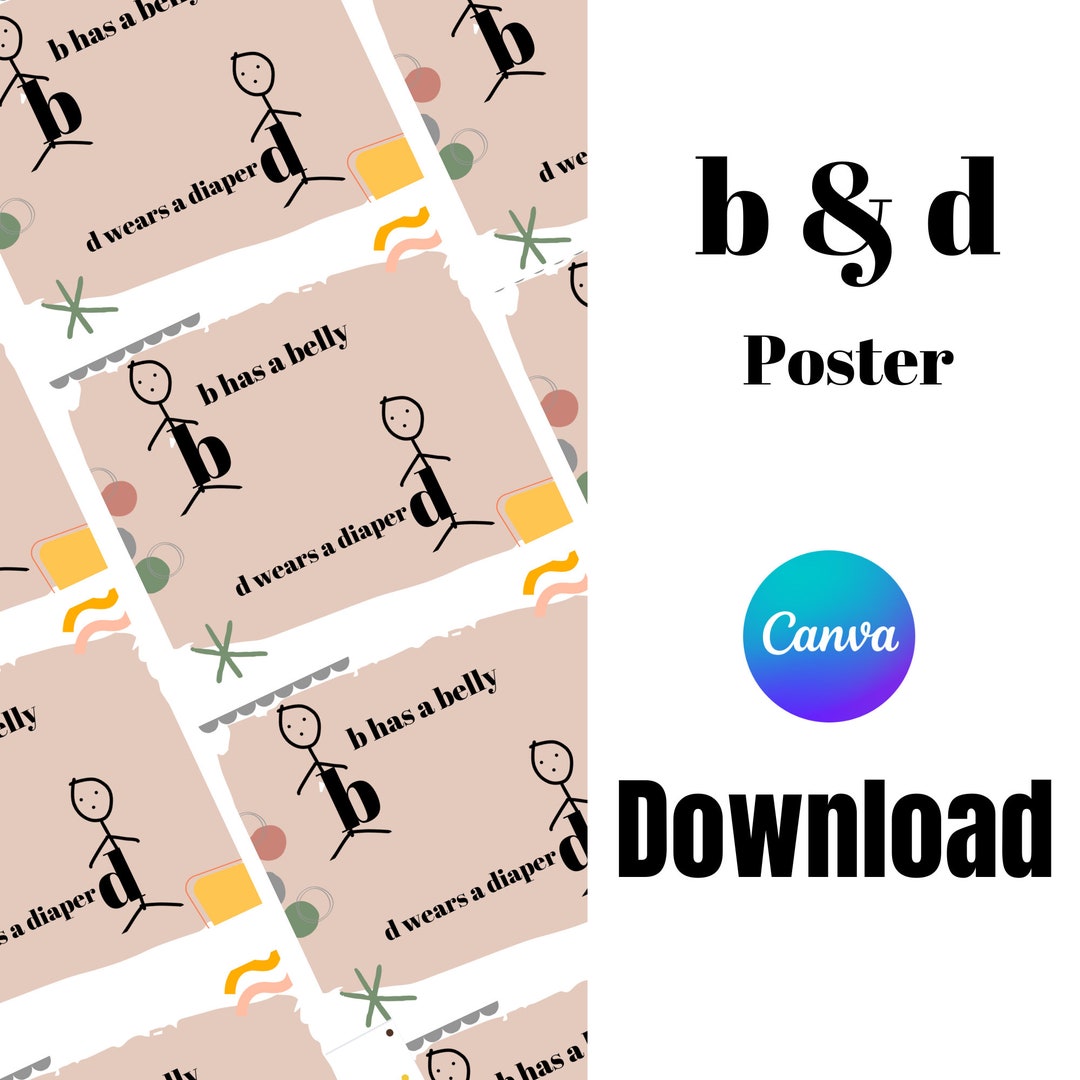 B & D Letter Poster Template| Canva Template - Etsy