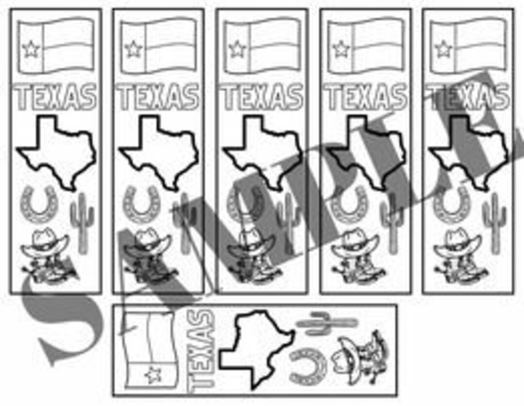 Texas Coloring Bookmarks Digital Download Classroom - Etsy