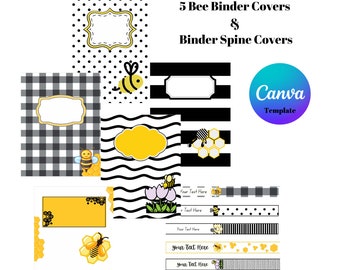 Bee Binder Covers | Bee Binder Spine Covers | Yellow and Black | Binder ...