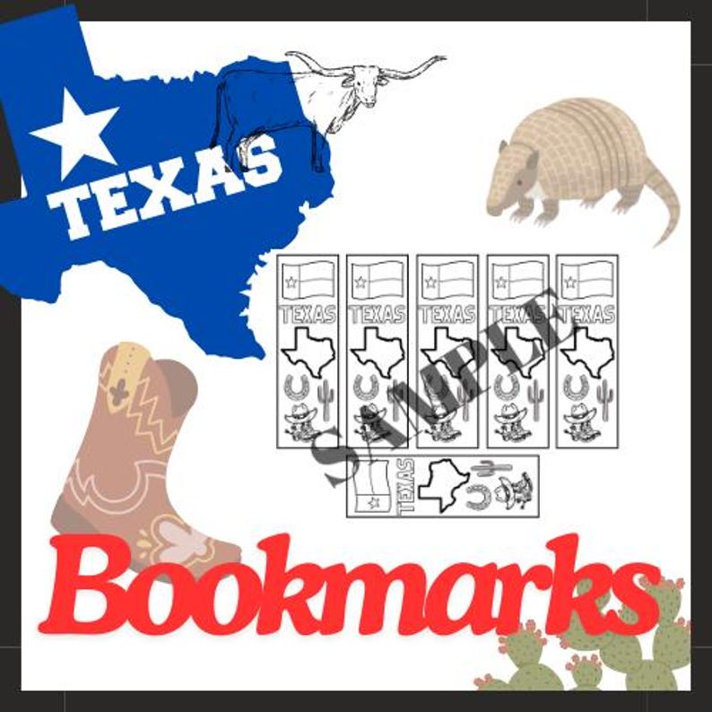 Texas Coloring Bookmarks - Etsy