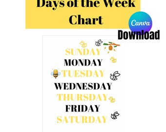 Sunflower Days of the Week Chart | Canva Download - Etsy