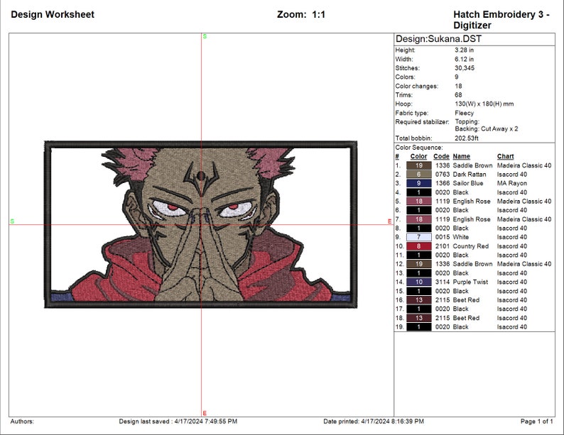Sukuna Jujutsu Kaisen Embroidery File .jef, .pes, .dst, .exp - Etsy