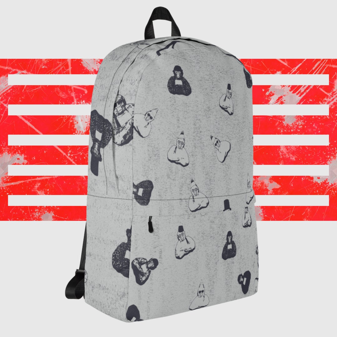 Black and White Stamped Gorilla Tag Backpack - Water-resistant, Laptop ...