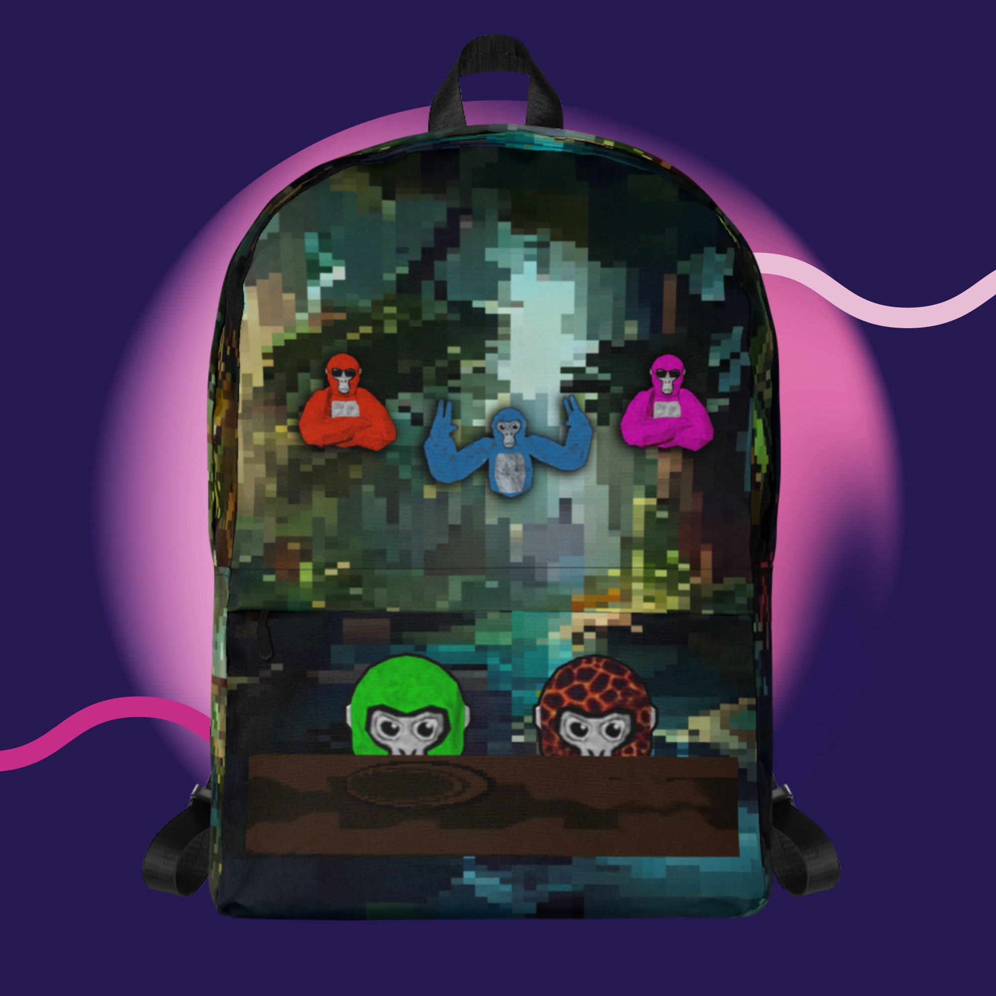 Gorilla Tag Pixelated Background Backpack - Water-resistant, Laptop ...