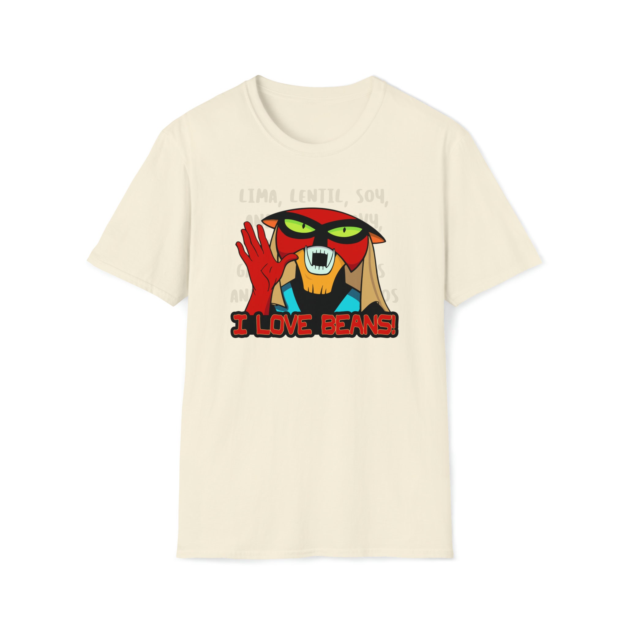 Brak 'I Love Beans' Tee: Bold Red & Yellow, Quirky Humor, Retro Comic ...
