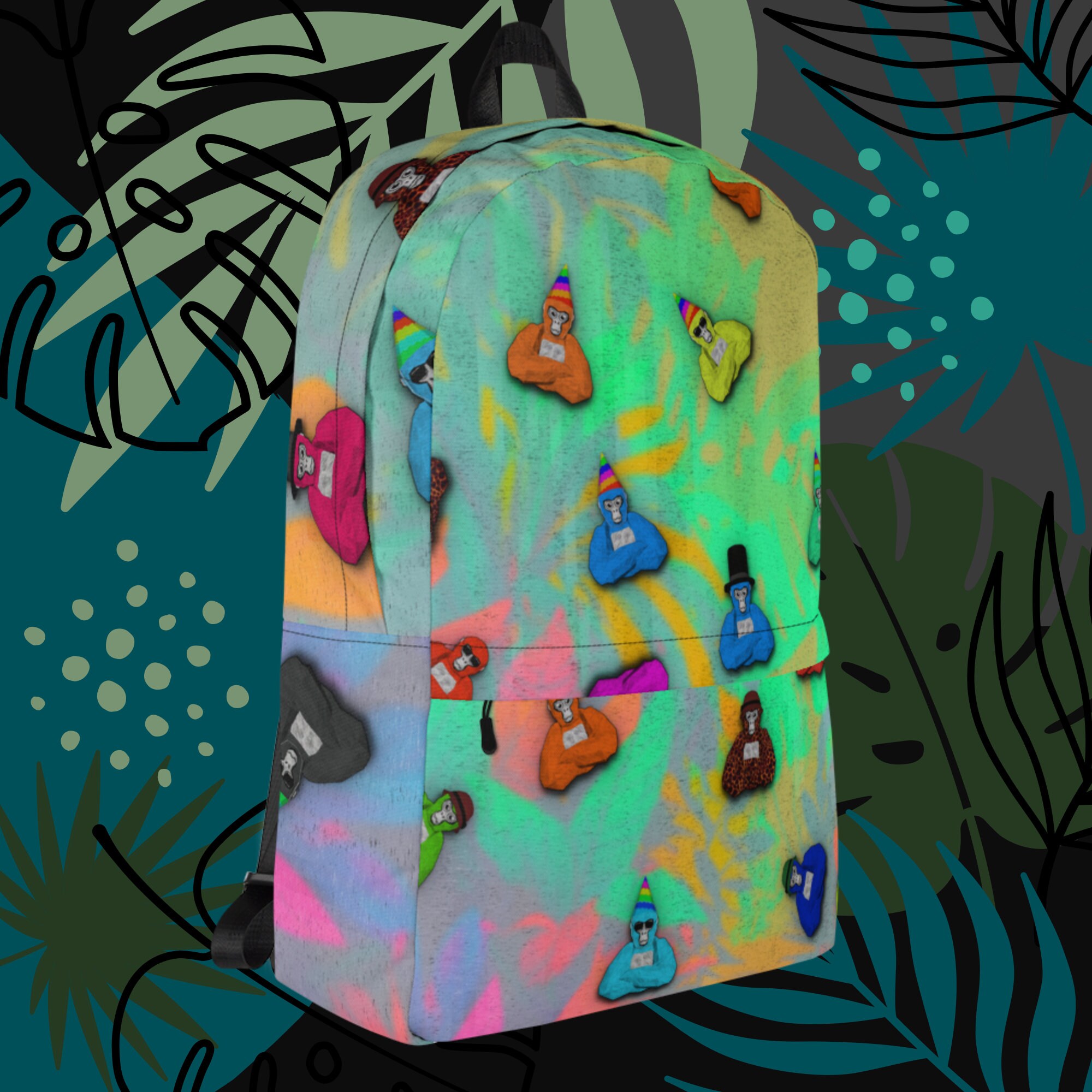 Funky Background Gorilla Tag Backpack - Water-resistant, Laptop Pocket ...