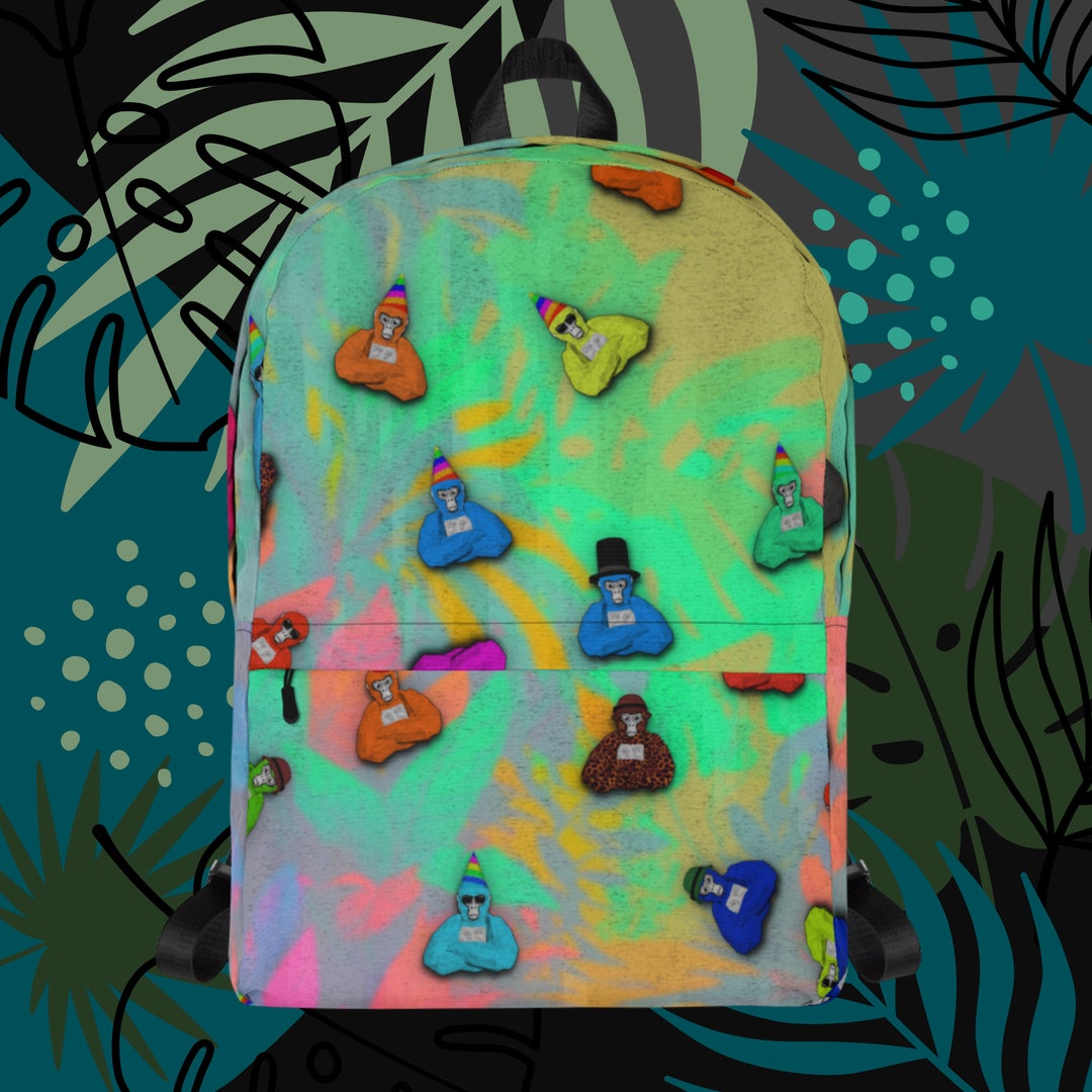 Funky Background Gorilla Tag Backpack - Water-resistant, Laptop Pocket ...