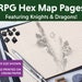 RPG Hex Map Notebook Printable, Dragons and Knights Watercolor Elements ...