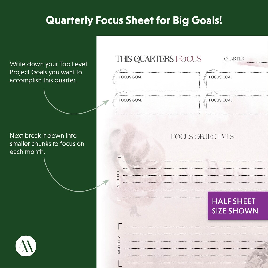 Project Planner Printable, Quarterly Focus Planner With Boho Spring ...