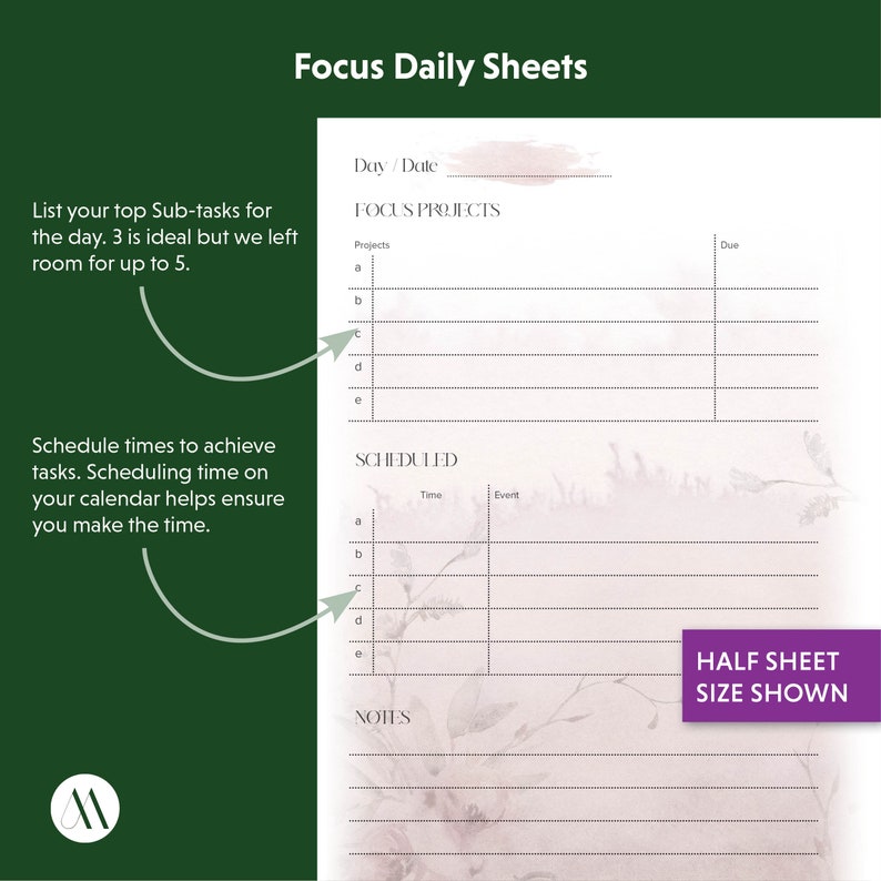 Project Planner Printable, Quarterly Focus Planner With Boho Spring ...