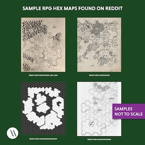 RPG Hex Map Notebook Printable, Dragons and Knights Watercolor Elements ...