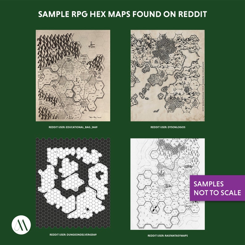 RPG Hex Map Notebook Printable, Dragons and Knights Watercolor Elements ...
