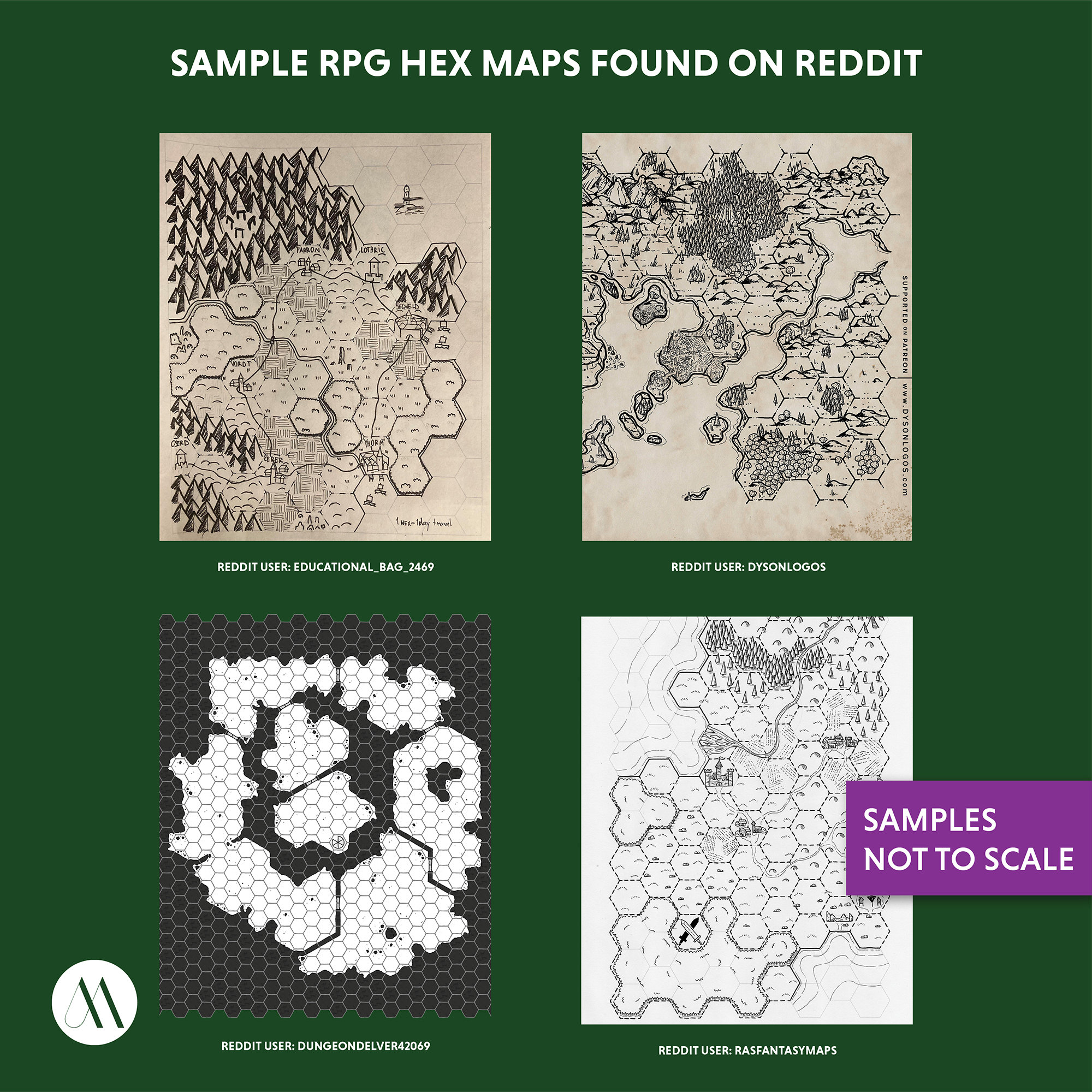 RPG Hex Map Notebook Printable, Dragons and Knights Watercolor Elements, 1/4" Hex Grid Pages ...