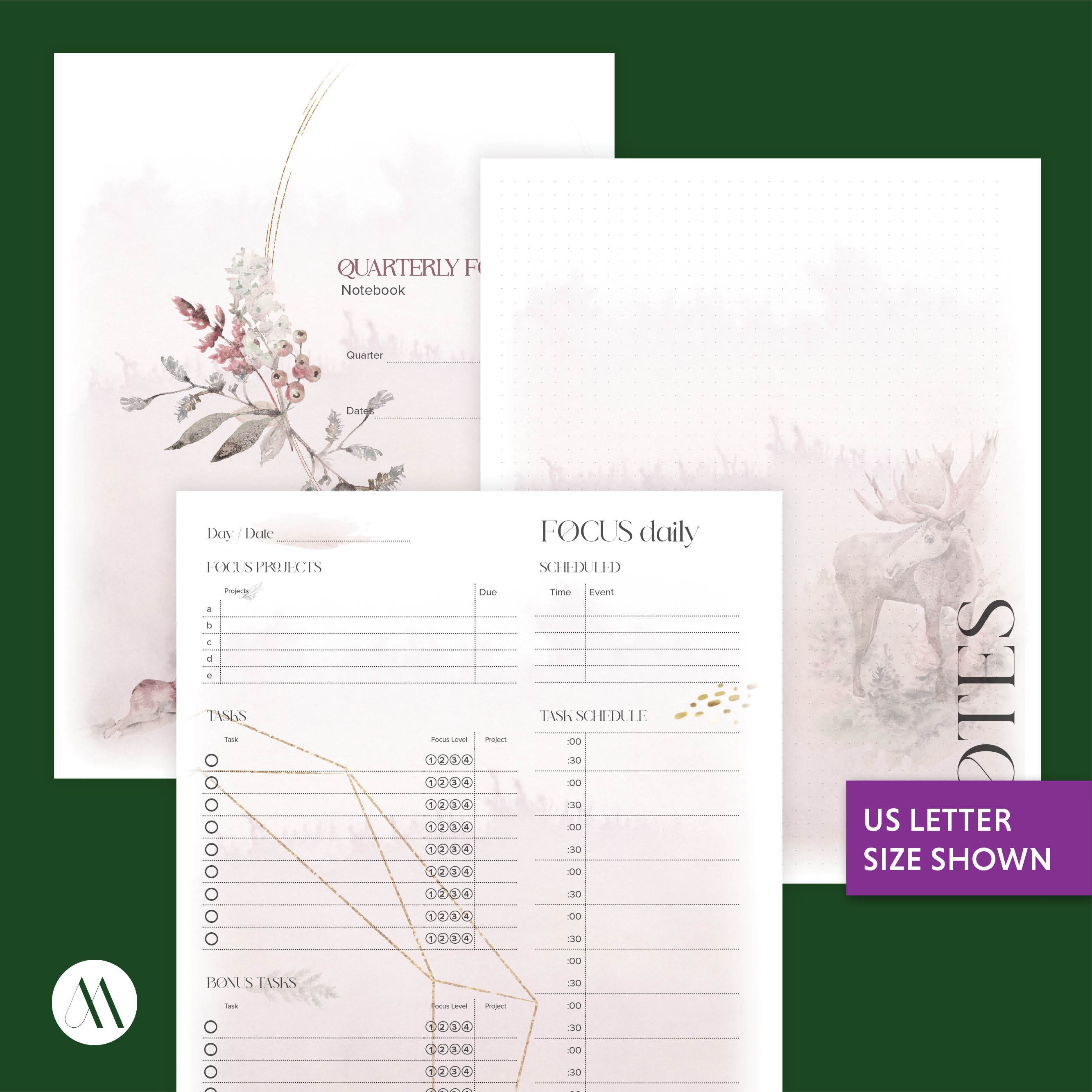 Project Planner Printable, Quarterly Focus Planner With Boho Spring ...