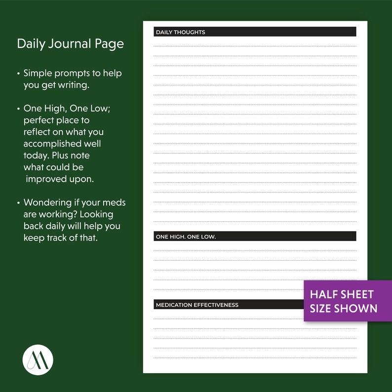 ADHD Medication and Behavior Tracker Plus Journal, Printable Simple ...