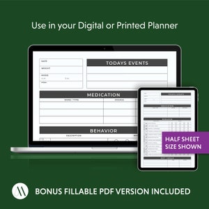 ADHD Medication and Behavior Tracker Plus Journal, Printable Simple ...