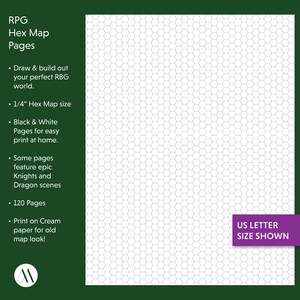 RPG Hex Map Notebook Printable, Dragons and Knights Watercolor Elements ...