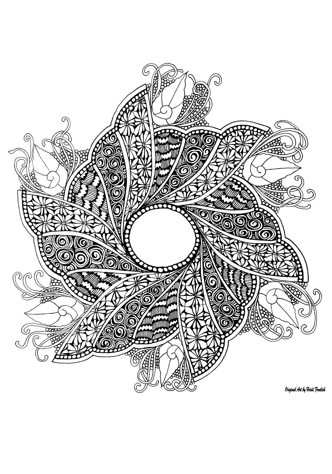 Relaxing Colouring Page ZIA Original Art Swirl Downloadable Page - Etsy