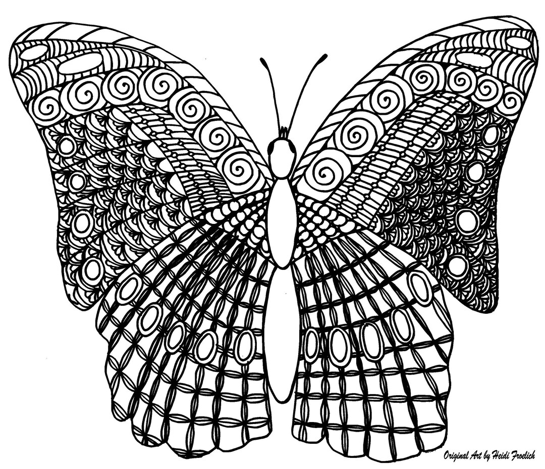 Relaxing Colouring Page Butterfly Original Art Downloadable Page - Etsy