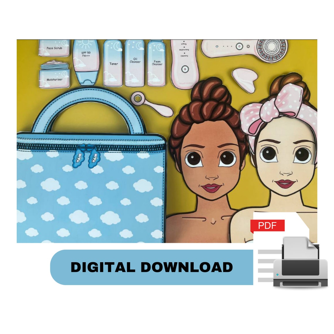 Easy Printable DIY Paper Doll Skincare Kit - Etsy