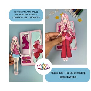 Easy DIY Printable at Home Paper Doll Valentine Day Outfit for Kids ...