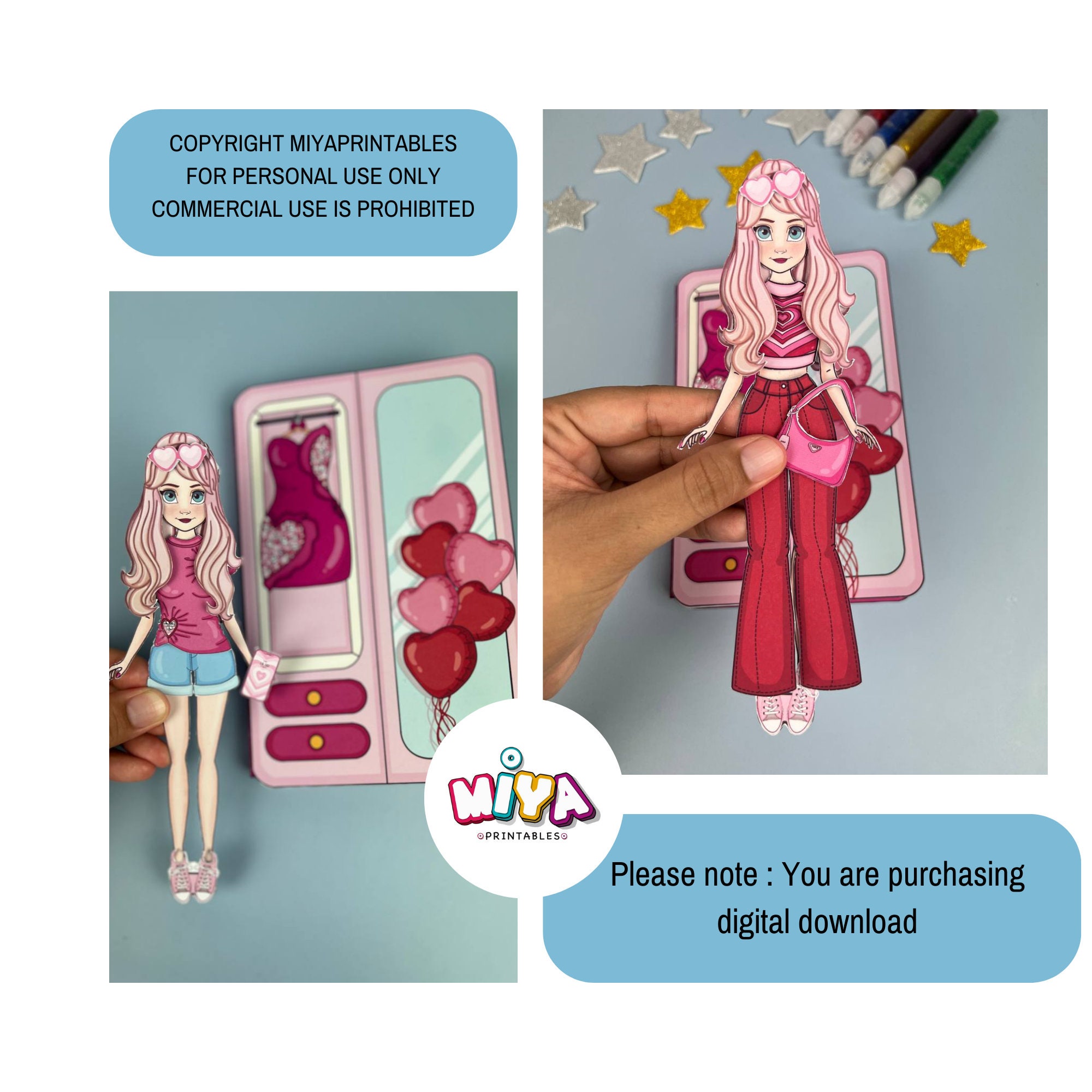 Easy DIY Printable at Home Paper Doll Valentine Day Outfit for Kids ...