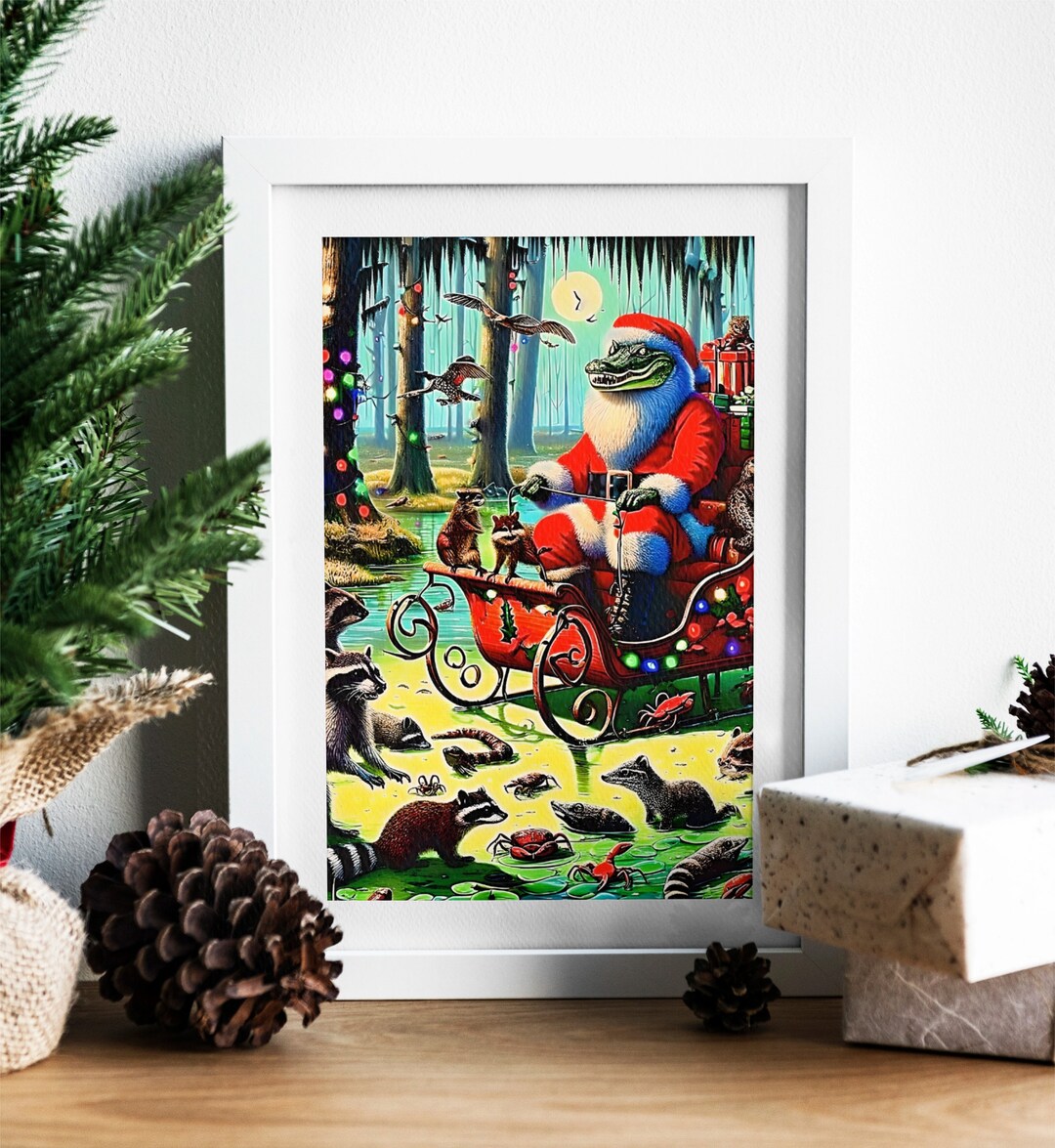 Gator Claus Christmas Print | New Orleans Holiday Art (digital Download ...