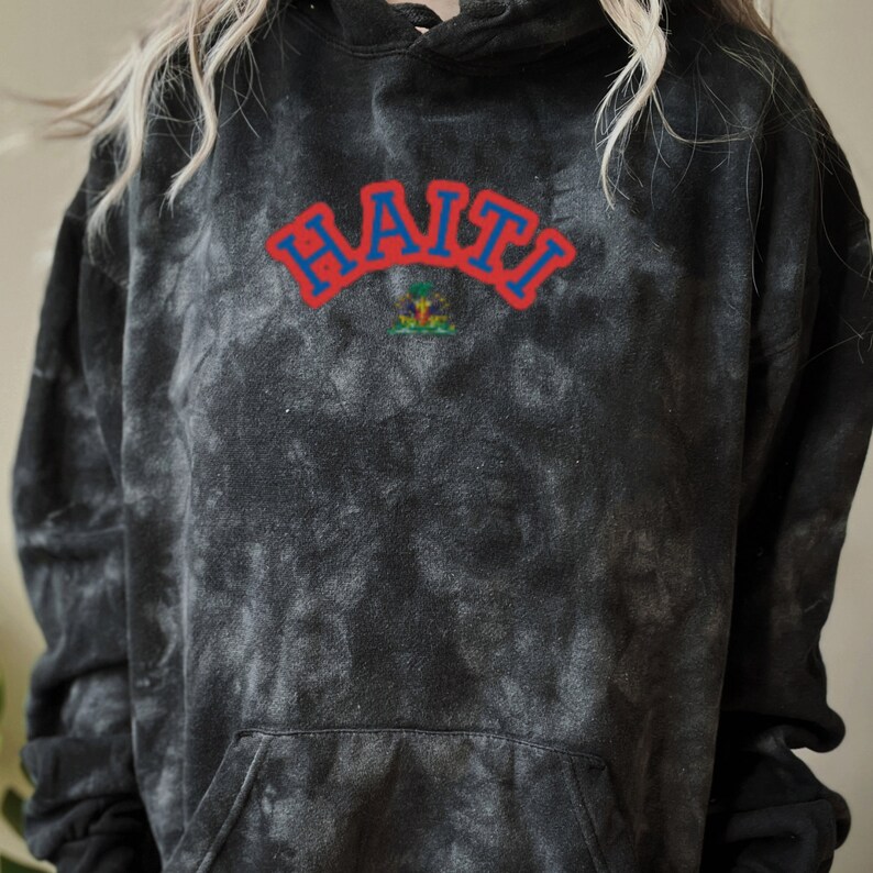 Haiti, Ayiti Emblem Champion Tie-dye Embroidery Hoodie for Her for Him ...