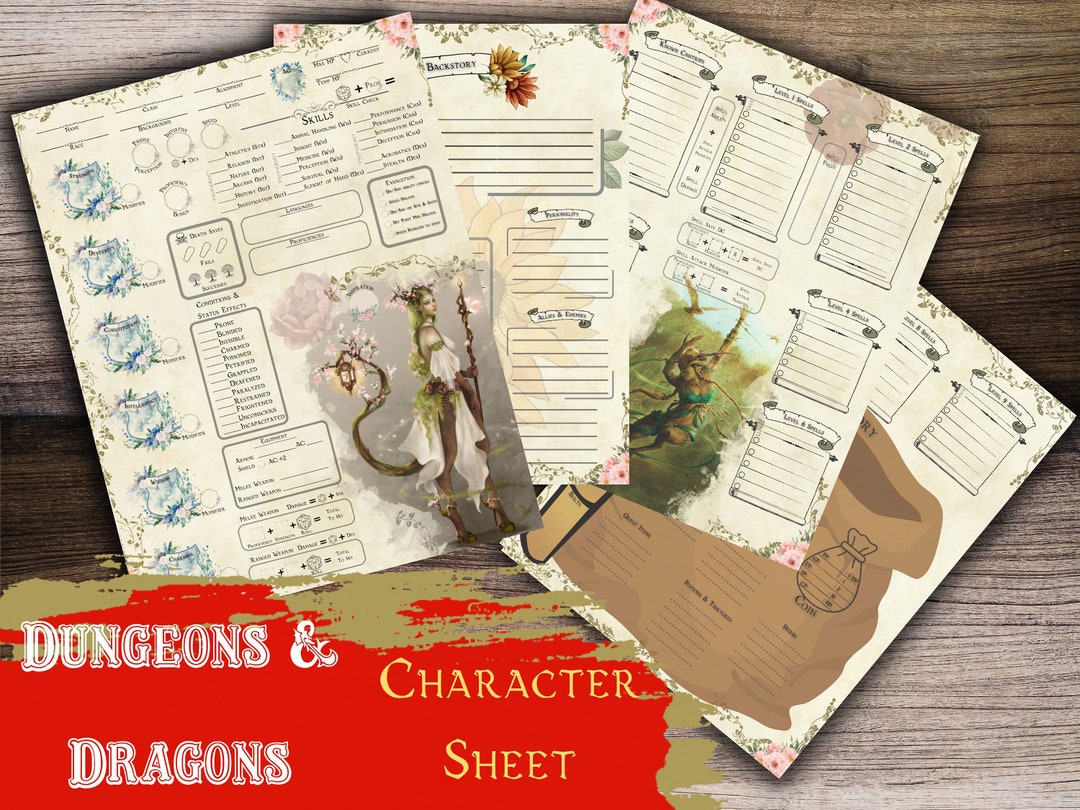 Dnd 5e Character Sheet D&D Character Sheet PDF Dungeons and Dragons 5th ...