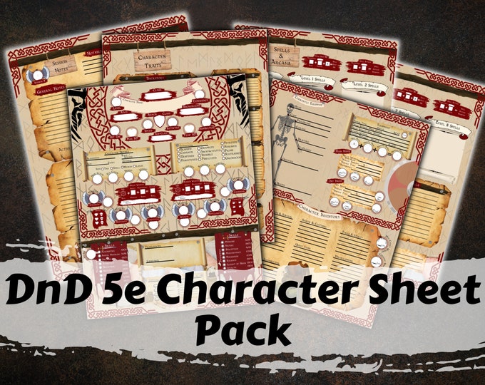 Dnd 5e Character Sheet - Full Colour Black Background - Printable Download for Dungeons and ...